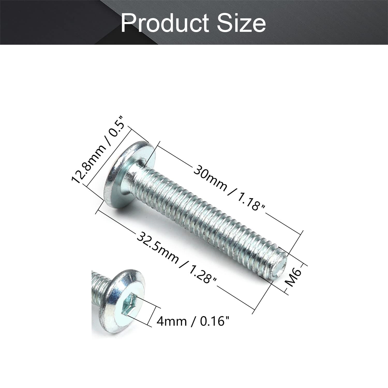MroMax 40Pcs M6 x 30mm Flat Head Hex Socket Cap Screws Bolts, Blue Zinc Plated Carbon Steel Full Thread Furniture Screws for Assemble Cabinets, Baby Beds, Tables and Chairs