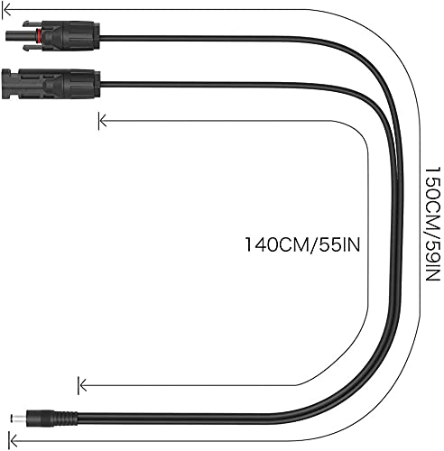 ALLPOWERS Solar Extension Cable with MC-4 Female and Male Connector to DC 5.5mm x 2.1mm (5.5X 2.5mm Connector Included) Power Pole Port, 1.5M 16AWG Connector for Solar Panel to Portable Generator