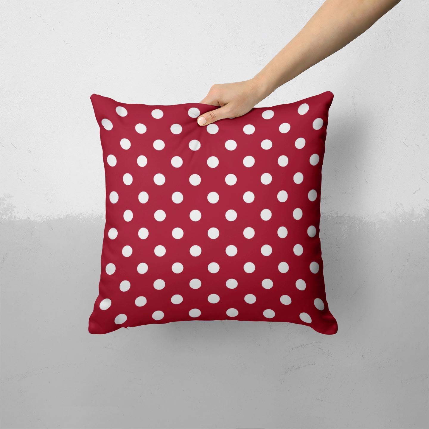 iiRov Dark Red & White Polka Dot - Custom Decorative Home Decor Indoor or Outdoor Throw Pillow Cover for Sofa, Bed or Couch Cushion (Pillow CASE Cover ONLY)