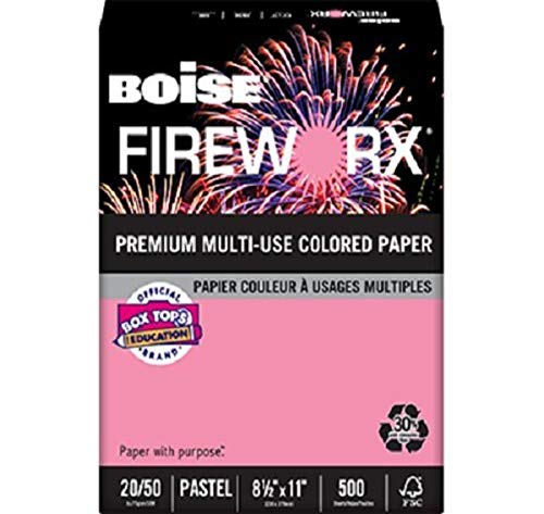 Boise Fireworx Color Copy/Laser Paper, 20 lb, Letter Size (8.5 x 11), Cherry Charge, 500 Sheets (MP2201-CHE)