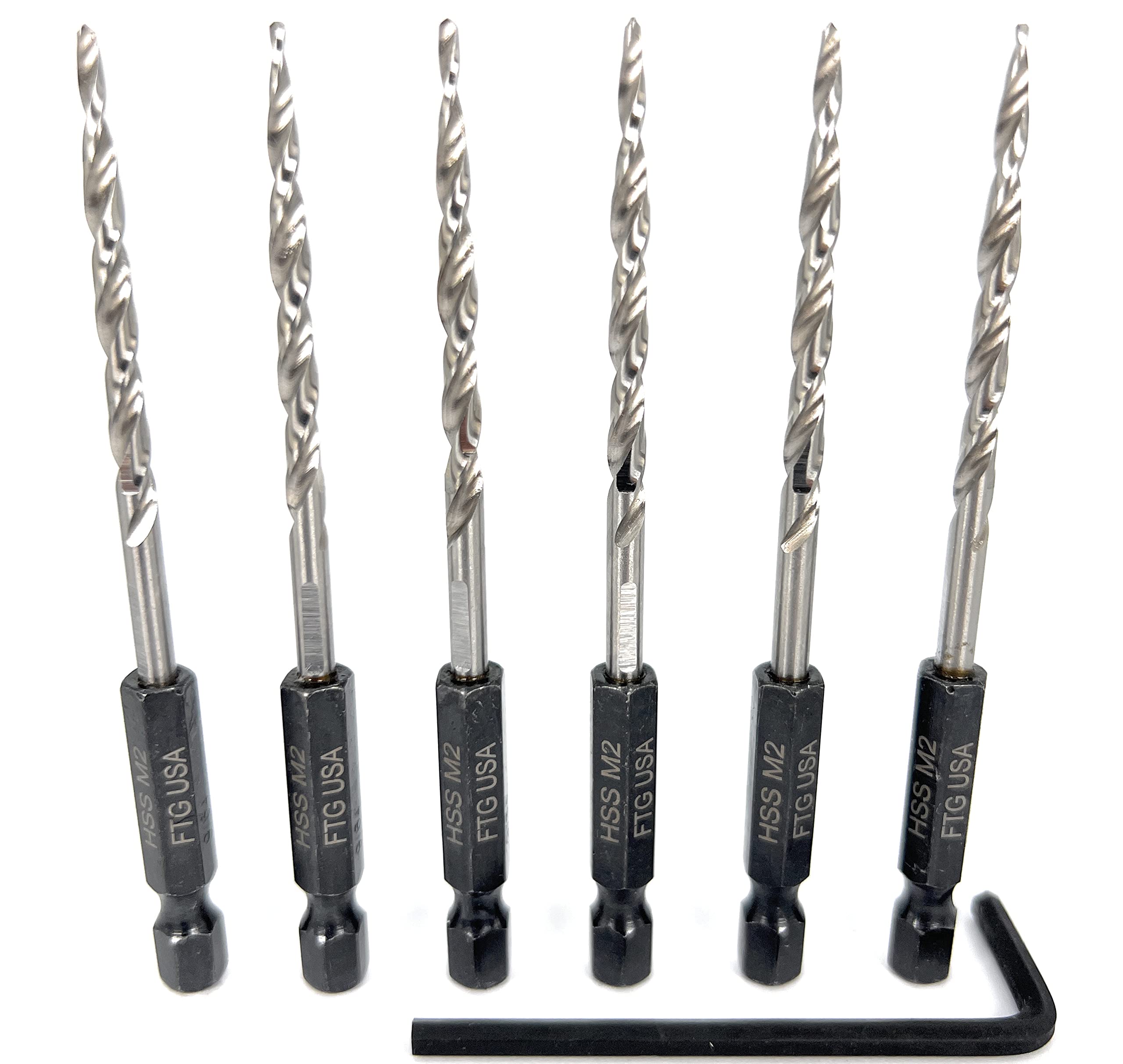 FTG USA Replacement Tapered Countersink Drill Bit Set 6 Pc (#6) 9/64"