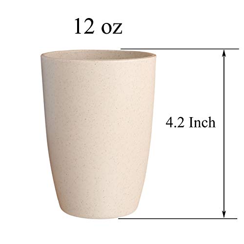 LuckyZone Wheat Straw Unbreakable Cup (12 oz) - Reusable Drinking Glasses Set of 5 - Dishwasher Safe Tumbler - BPA Free & Eco-Friendly (5Pcs)