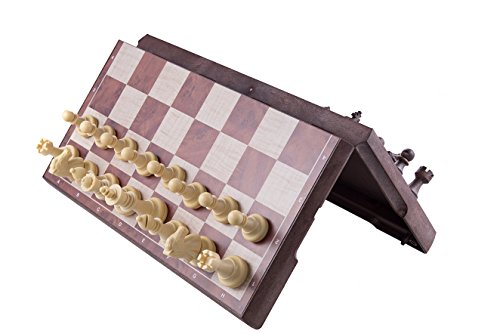 Checkers Game Board - 2 in 1 Folding and Magnetic Chess Game. Great for Travel Chess Set Strategy Game is 12.5 x 12.5, International Chess Set