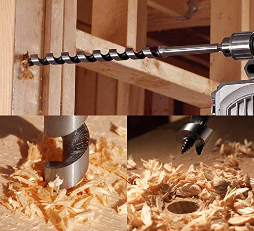 Wood Auger Bits 1/4 in. x 9 in. Screw Point Hex Shank for Wood Deep Hole Drilling