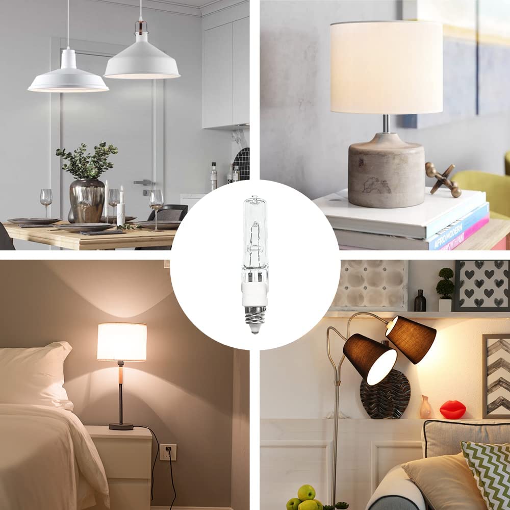 4vwin JDE11 T4 Halogen Bulb 120V 75W Dimmable Warm White 1050lm 2800K Clear for Chandeliers, Ceiling Fan, Table Lamps, Cabinet Lighting (4, 75W 120V)
