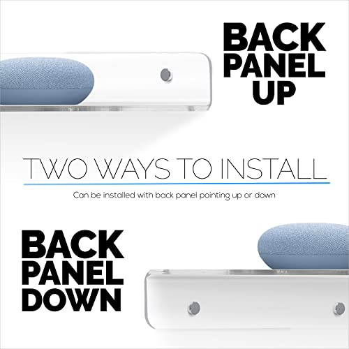 BRAINWAVZ 2-Pack 10β Corner Floating Shelf for Speakers, Books, Decor, Plants, Cameras, Photos, Kitchen, Bathroom, Routers & More Universal Small Holder Acrylic Wall Shelves (Clear)