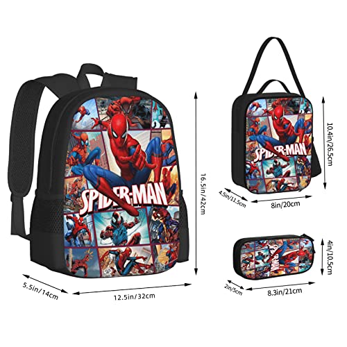 Backpack Lightweight 17-Inch Laptop Backpack with Insulated Lunch Box and Pencil Case Pouch 3 Piece Set for Travel Work