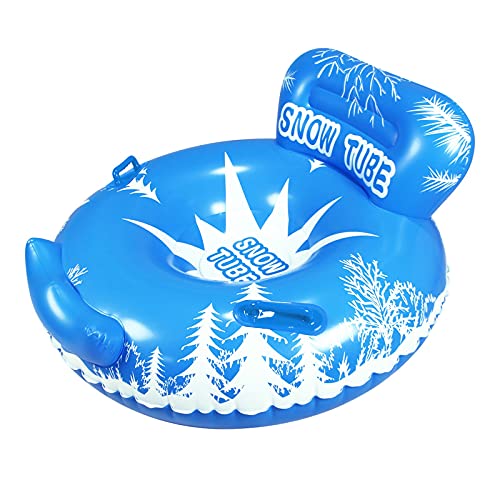 45 Inch Durable Large Inflatable Snow Sled with Reinforced Handle Heavy Duty Snow Scene Sledding for Teenagers and Adults (Blue, 45in)