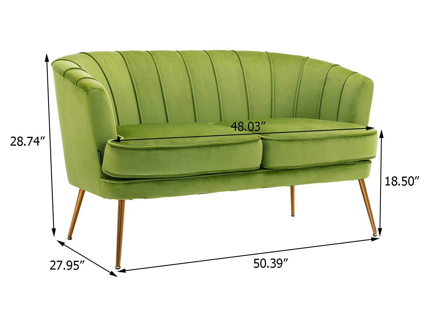 Altrobene Velvet Loveseat Couch Sofa Luxury Modern Comfy Tufted Couch Chesterfield 2 Person Couch for Living Room/Bedroom, Grass Green
