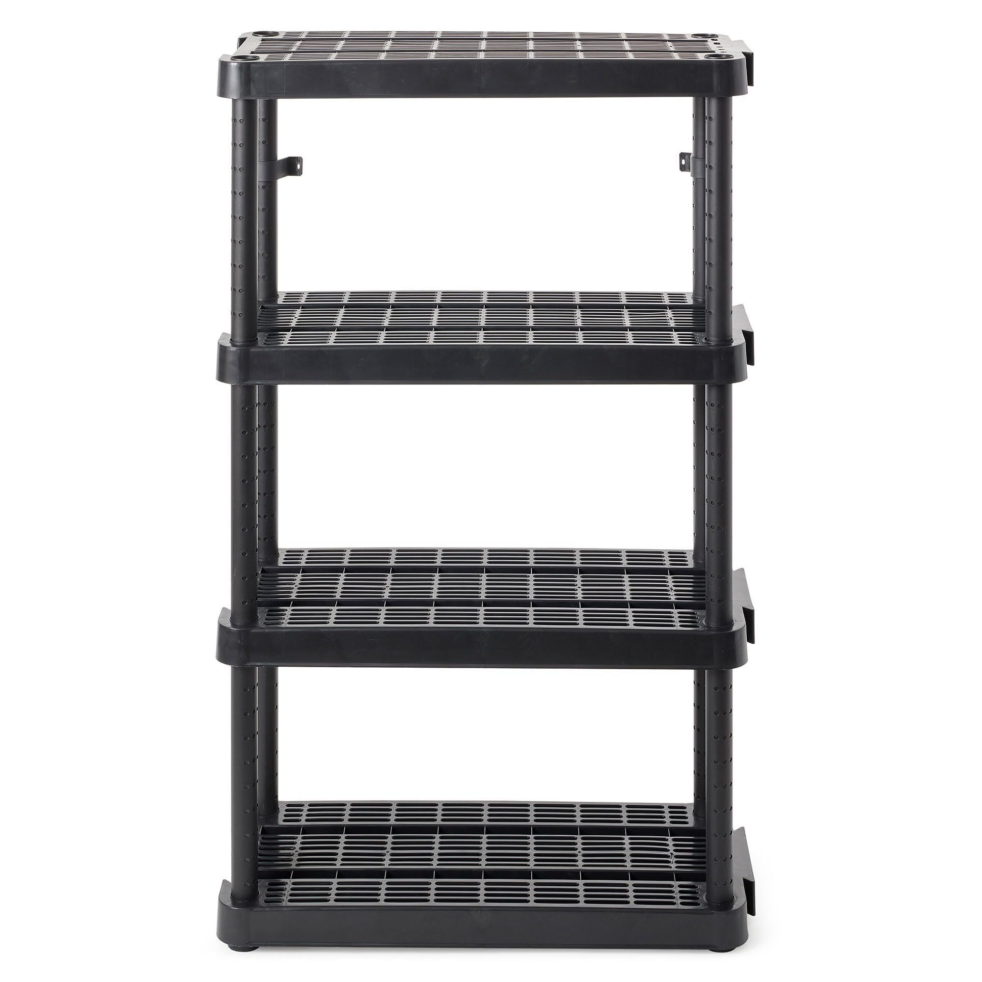 Gracious Living 4 Shelf Adjustable Height Medium Duty Storage Unit 14 x 32 x 54.5" Organizer for Home, Garage, Basement, & Laundry, Black (2 Pack)