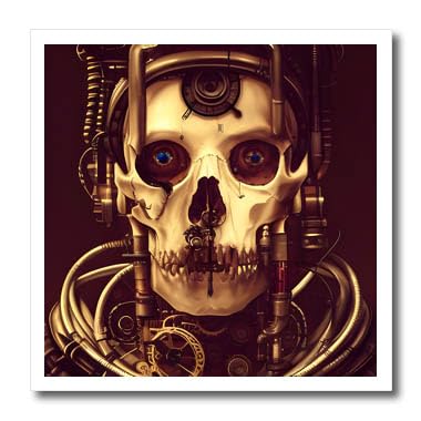 3dRose Dark Fantasy Steampunk Skull and Mechanical,... - Iron on Heat Transfers (ht-378674-3)