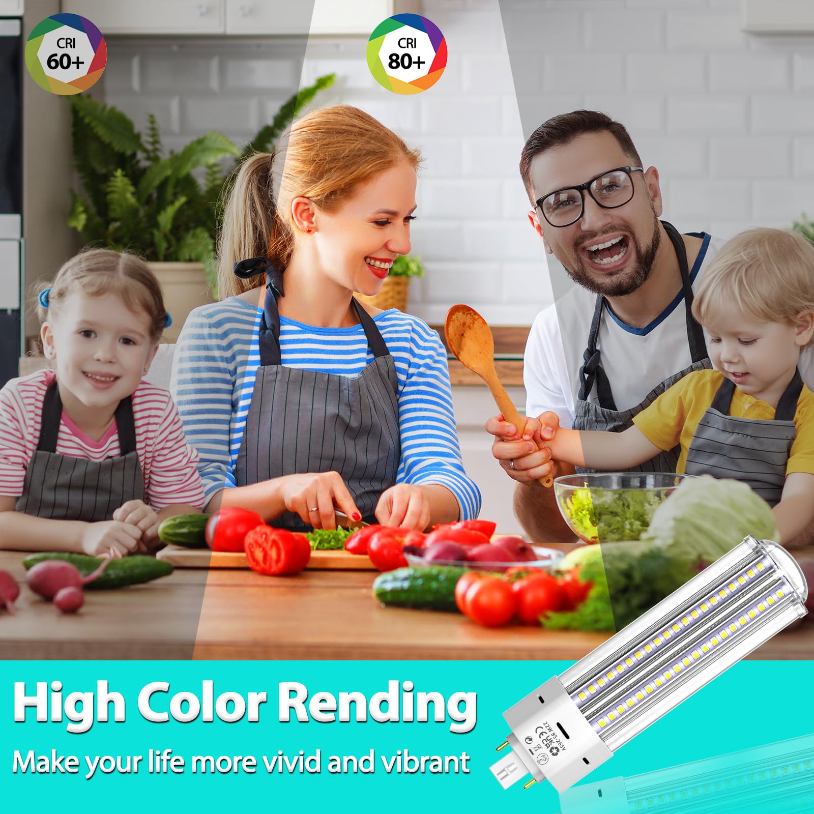 Aluxcia GX24QG24Q LED 4-Pin Base Light Bulb 22W (42W CFLCompact Fluorescent Lamp Equivalent) GX24 LED PL-C Recessed Lamp, RemoveBypass The Ballast, 6000K, 2-Pack, 22 Watts, 2 Pack, Daylight