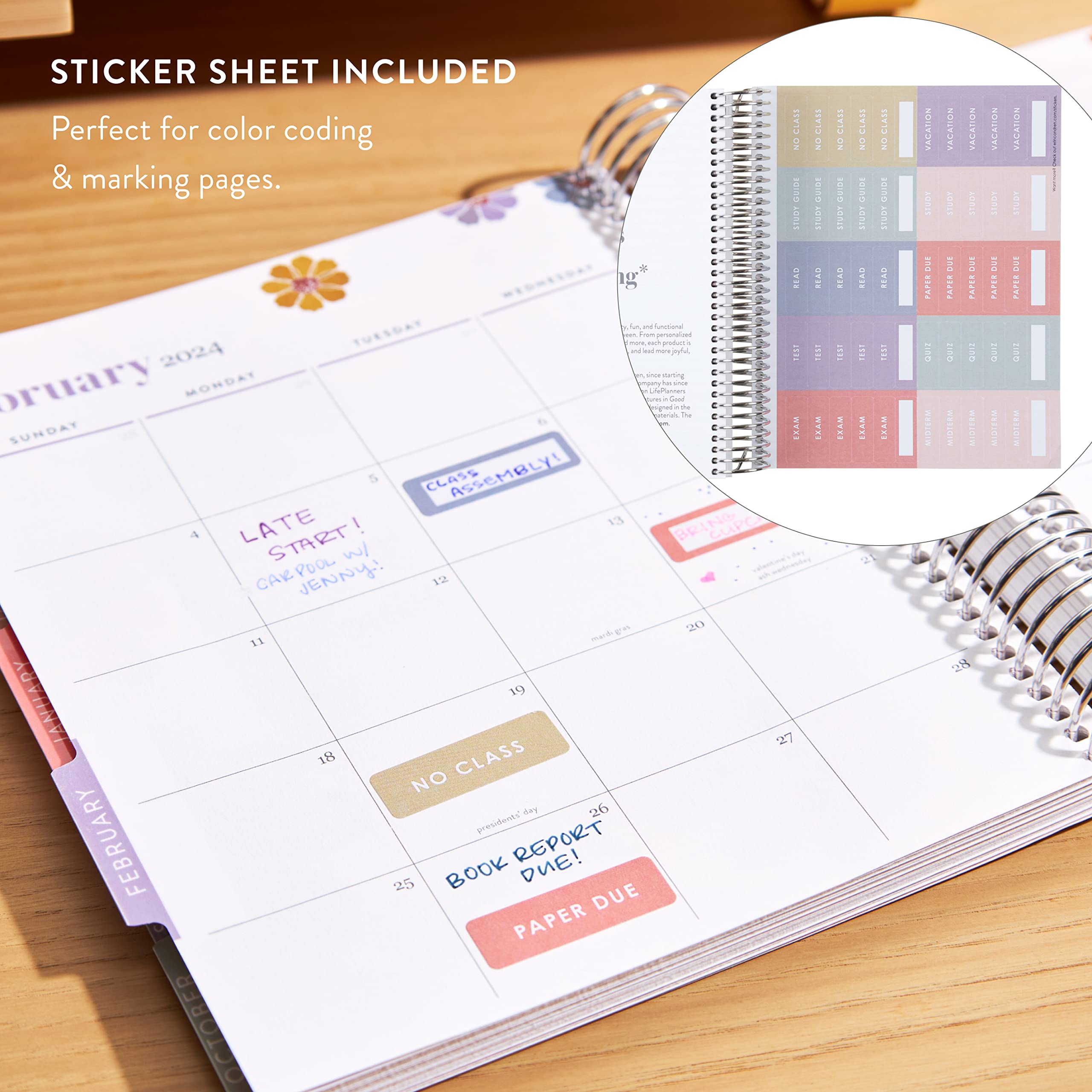 7" x 9" Academic 12 Month Planner Spiral Bound (July 2023 - June 2024) - Astrology Cover + Colorful Cosmos Theme. Pages for Class Schedule, Projects & Exams. 80 lb. Thick Paper - Erin Condren