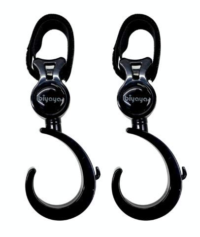 ibiyaya Baby/Pet Stroller Organiser Hook Clips - 2 Pack of Multipurpose Hangers for Shopping Bags, Purses and Mommy Bags - Great Baby Stroller, Bike, Wheelchair and Pushchair