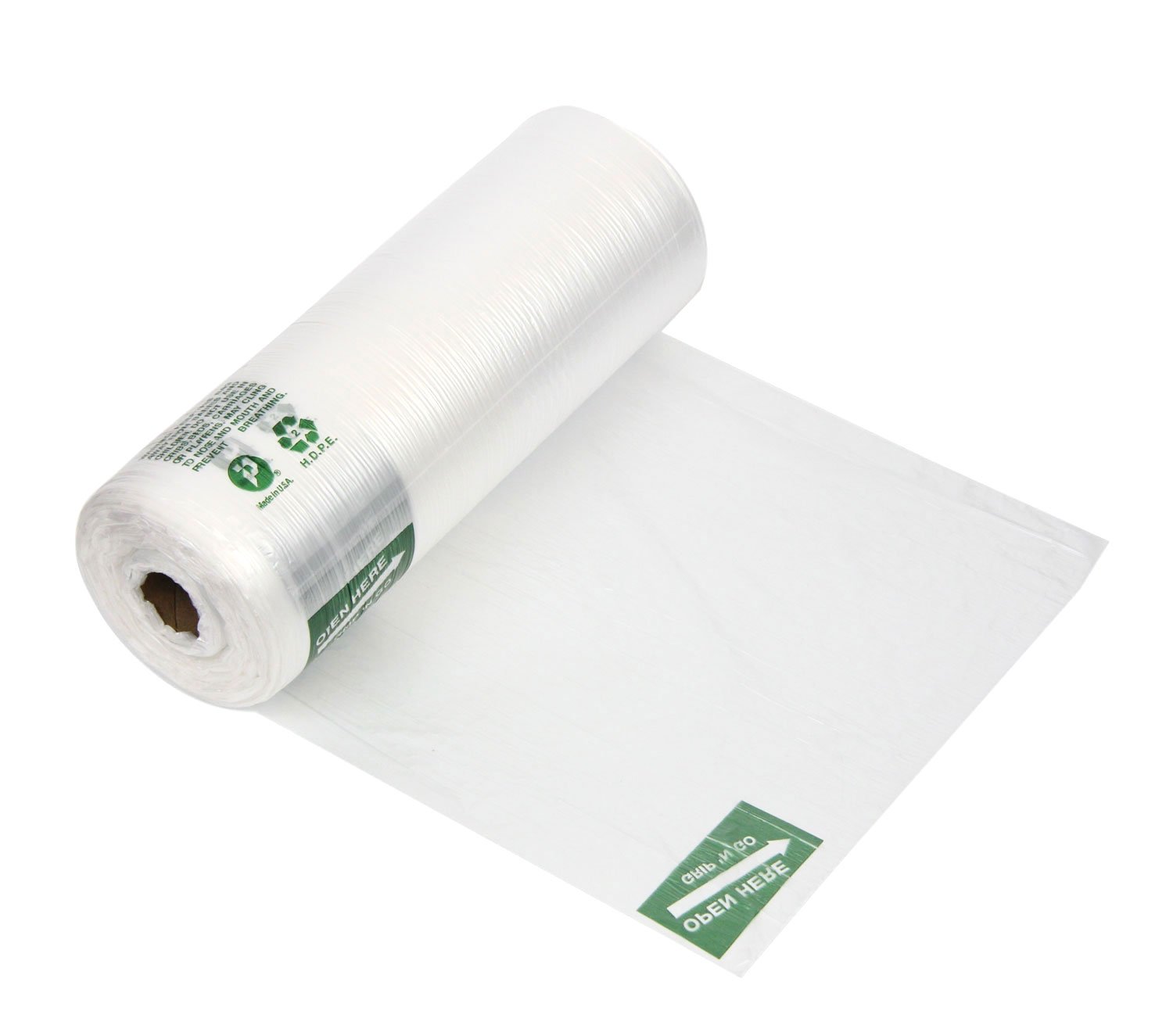 875 Ct 12"x 20" Large Plastic Produce Bag Roll, US Made HDPE, Durable Clear Food Storage Saver for Fruit Vegetable Bakery Snack Grocery Bags