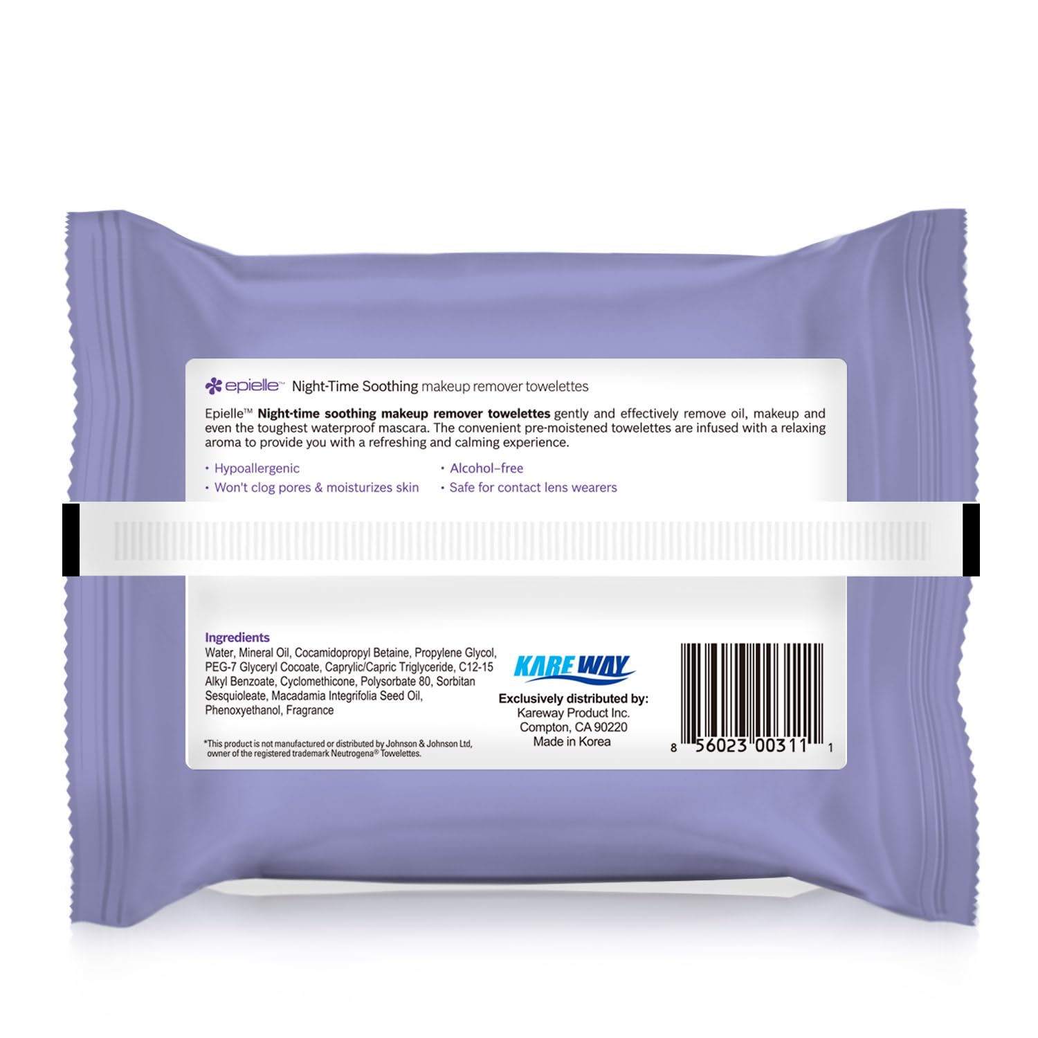 Epielle Night Time Makeup Remover Wipes | All-in-One for Waterproof Makeup | Gentle Facial Towelettes | Beauty Gift, Spa Day, Gift Set | 2 Pack | Korean Skincare