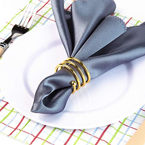 Jofefe 6Pcs Gold Napkin Rings Round Napkin Holders Buckles for Wedding, Dinner Party, Table Decorations