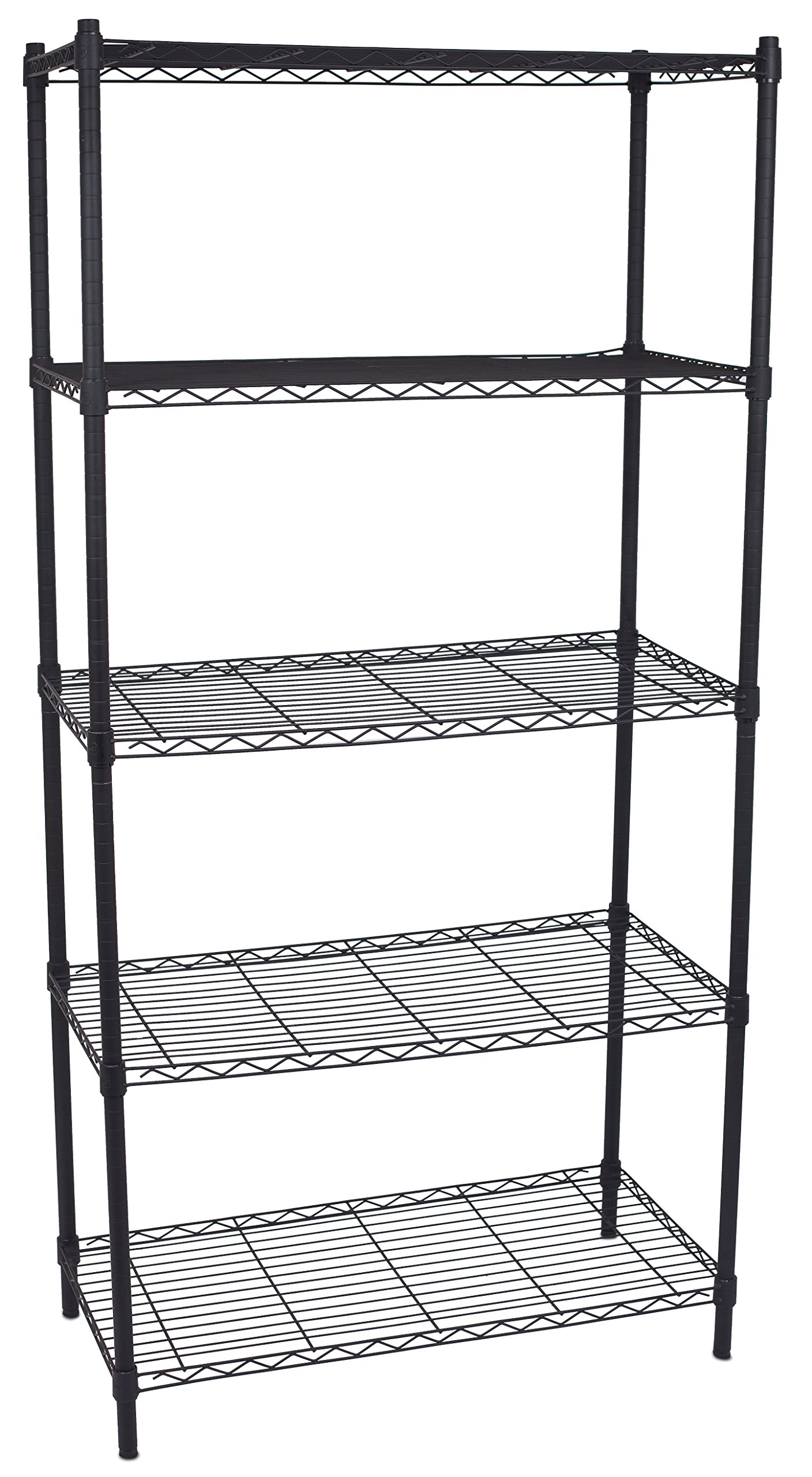 Internet's Best 5-Tier Wire Shelving - Flat Black - Heavy Duty Shelf - Wide Adjustable Rack Unit - Kitchen Storage