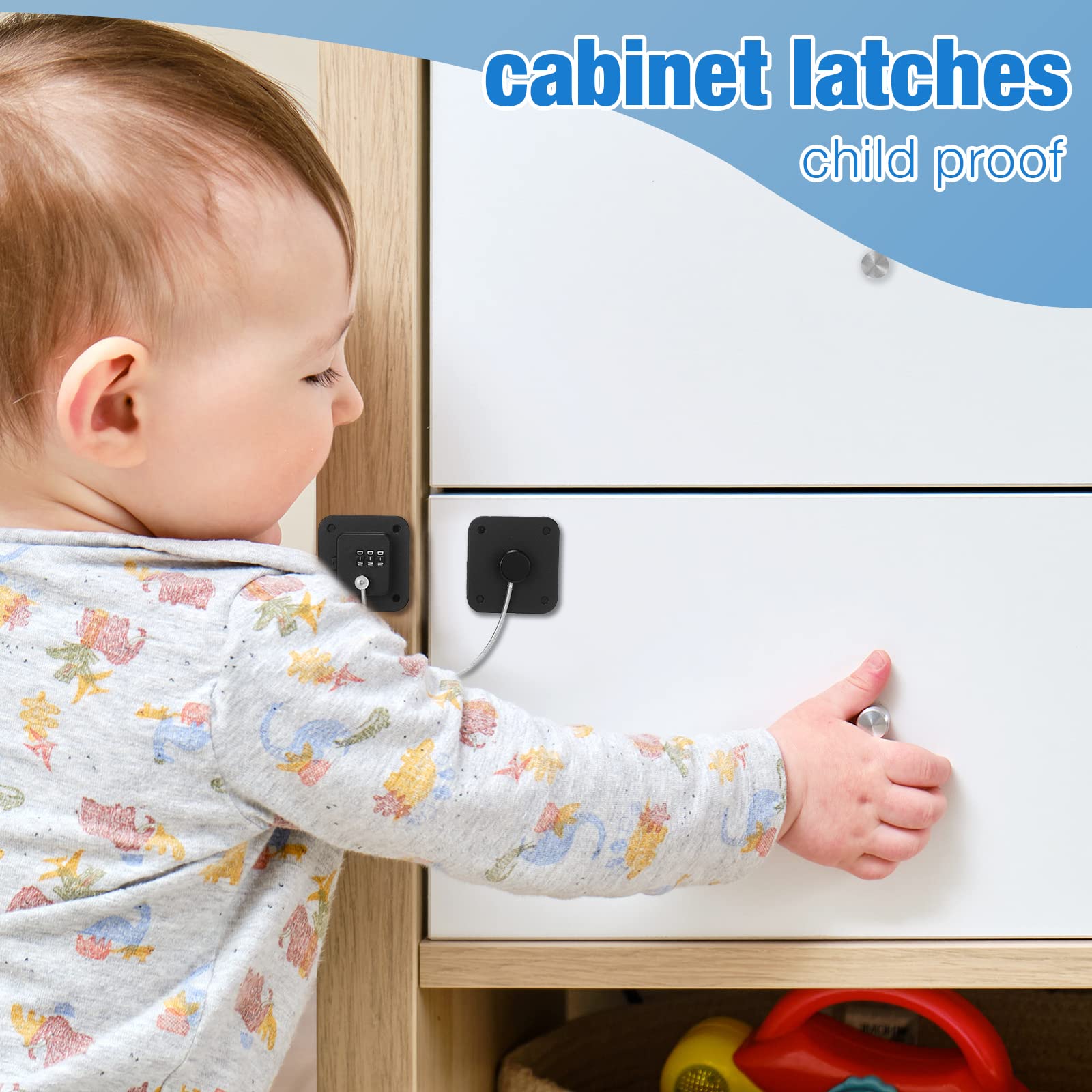 4 Pack Password Fridge Lock Child Safety Cabinet Locks with 2 Pcs Small Screwdriver Adhesive Pantry Lock for Kids Child Adults Drawers Freezer Windows Closets Cabinets Doors