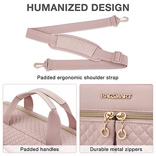 BAGSMART 17.3 Inch Laptop Bag, Briefcase for Women Computer Messenger Bag Office Travel Business,Pink