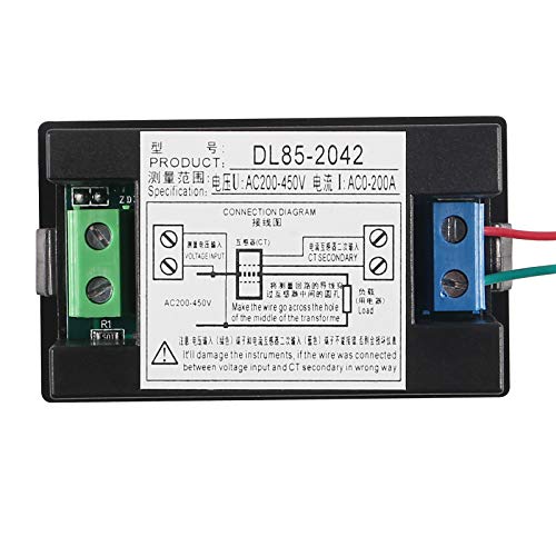 ALMOCN AC 200-450V 200A Digital Voltmeter Ammeter Panel LED Display 2-Wire Voltage Amperage Tester Gauge with Current Transformer
