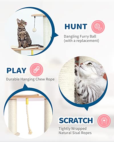 Made4Pets Cat Tree Cat Tower for Indoor Cats 65.6 Inches Modern Wood Cat Condo with Scratching Post for Large Cats Climbing, Multi-Level Tall Cat Tower Tree House with Hammock for Kitten Play and Rest