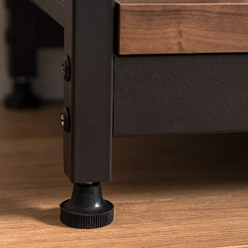 IRIS USA 31.5" 4-Tier Wide Wood and Metal Shelf, Sturdy Home Décor Storage Rack with Height Adjustable Shelves and Feet, Dark Brown/Black