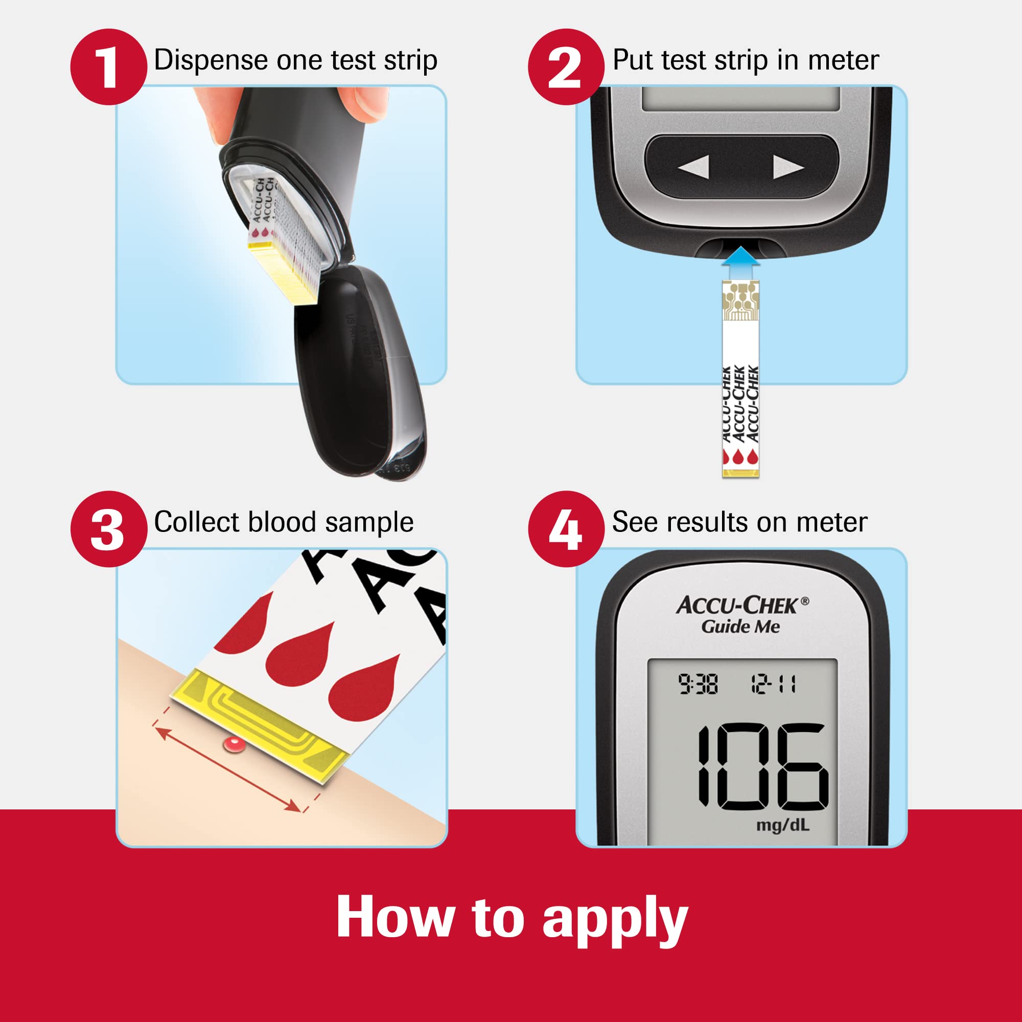 Accu-Chek Guide Me Glucose Monitor Kit for Diabetic Blood Sugar Testing: Guide Me Meter, 200 Guide Test Strips, and Control Solution