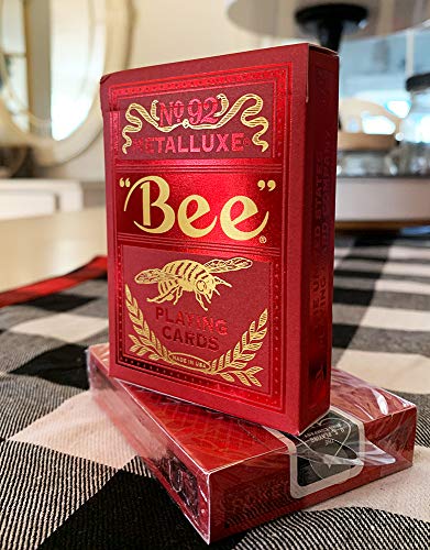 bee MetalLuxe™ Playing Cards - Red Foil Diamond Back, Standard Index