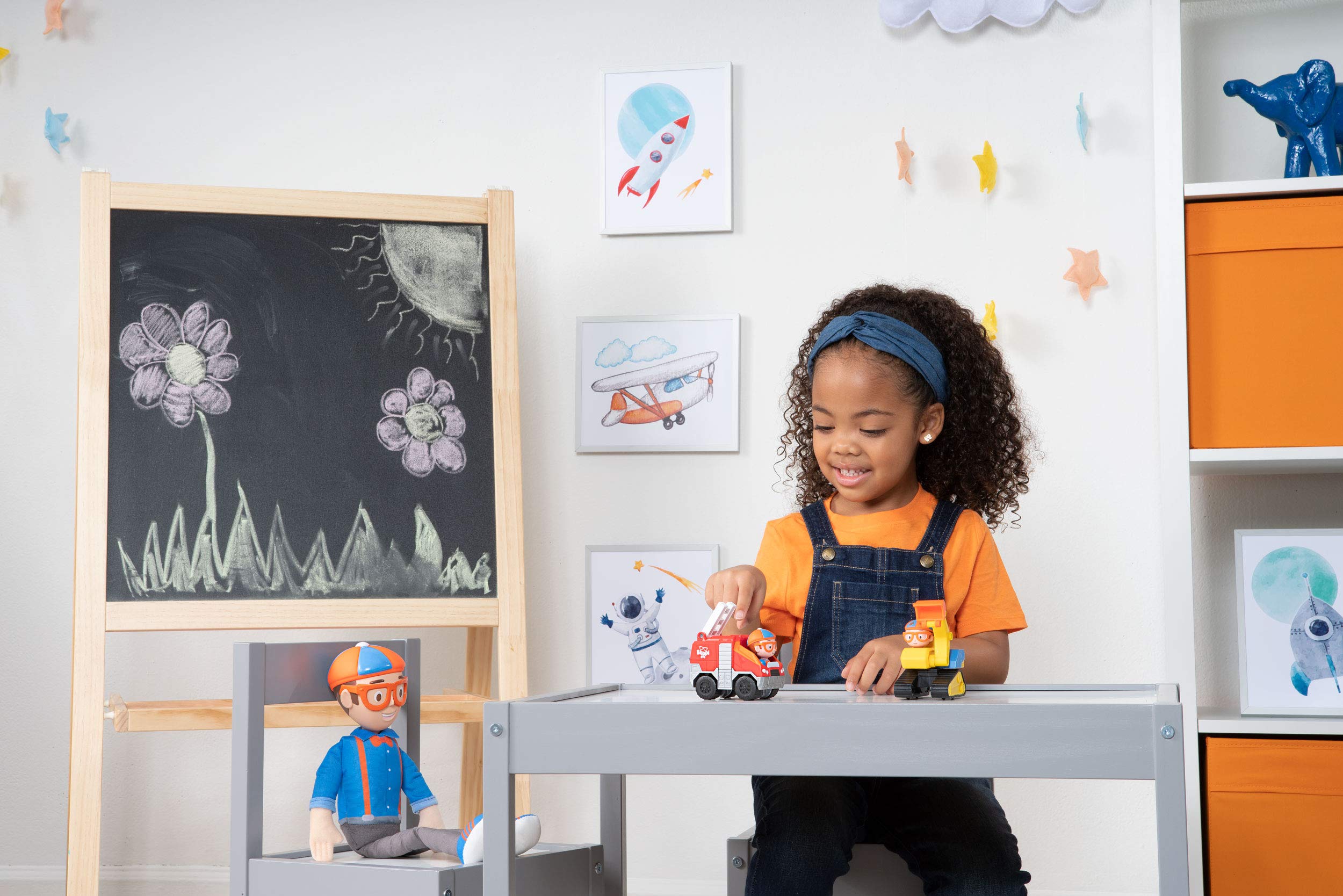 Blippi Mini Vehicles, Including Blippi Skid Steer and Blippi Ambulance, Each with a Blippi Toy Figure Seated Inside, Perfect for Young Children