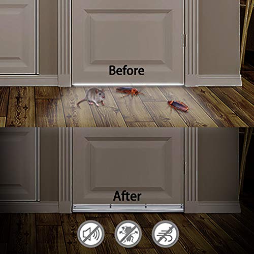 BAINING Metal Door Draft Stopper, 43.5 Inch Under Door Sweep Bottom Blocker Seal Strip, Aluminium Sweeps Anti Mouse Bite, Black