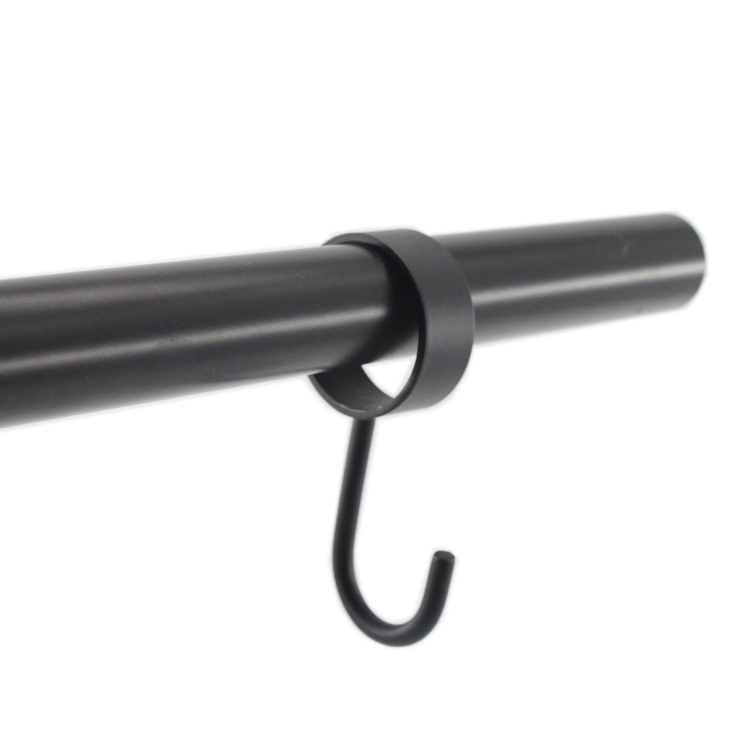 Ulifestar Stainless Steel Closet Rod Hooks, Heavy Duty Utility Hooks for Hanging Pots,Pans,Mugs,Towels,Oven Mitts,Adjustable J Typed Kitchen Hooks Fit for 22mm Rod 5 Pack Black
