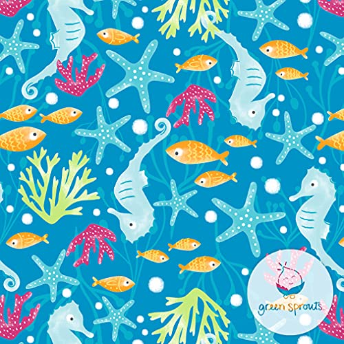 i play. by green sprouts Boys' Pull-up Reusable Absorbent Swim Diaper, Aqua Seahorse, 6 Months