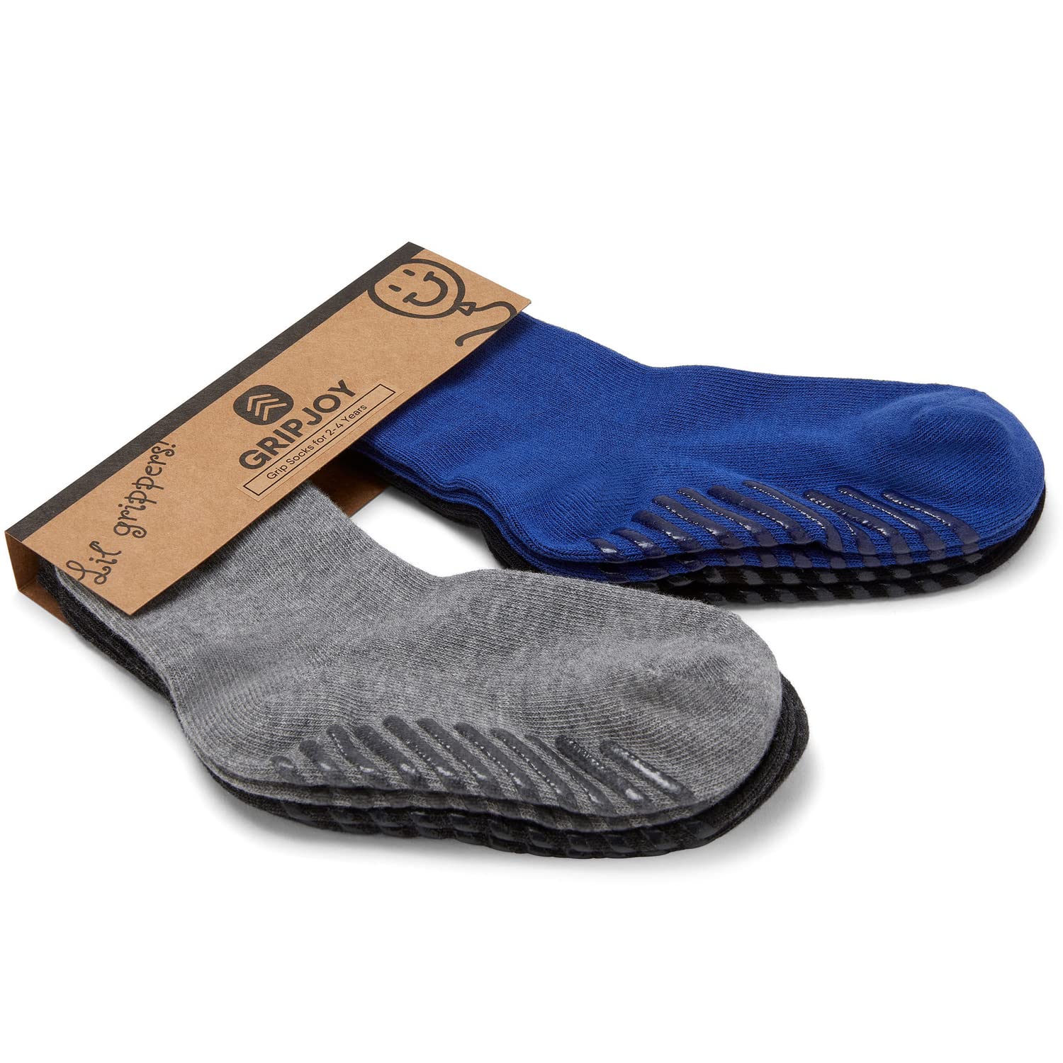 Gripjoy Toddler Socks with Grippers - Non Slip Socks for Kids - Toddler Grip Socks - 2T-4T - Boys Mix - 4 Pairs
