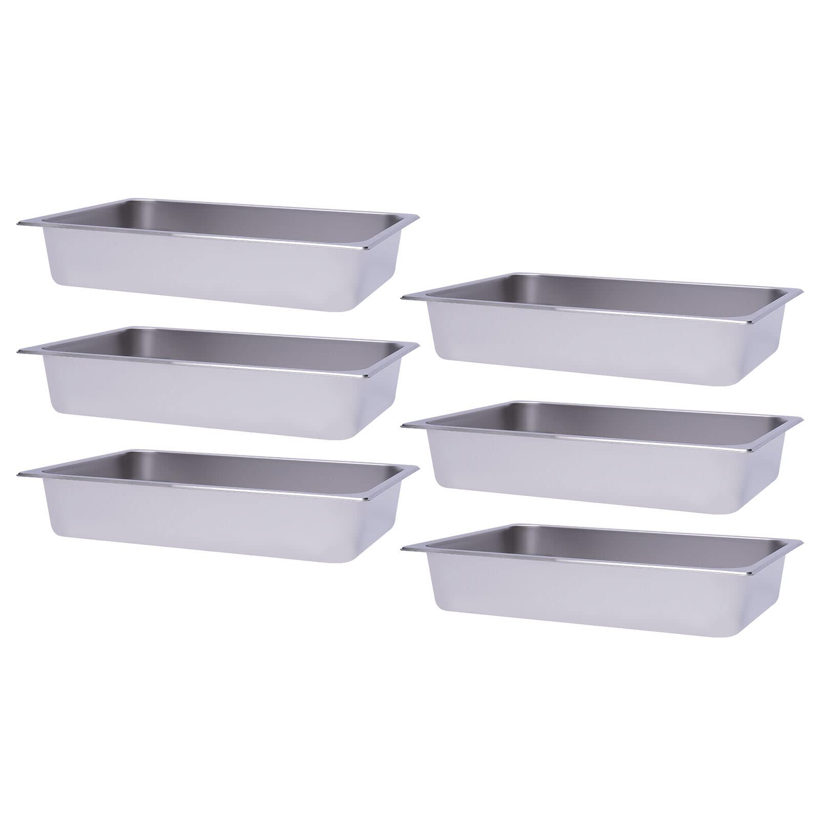 6 Pack Food Pan Commercial Tray Full Size 4" Deep Steam Table Stainless Steel Table Pan Restaurant Catering Hotel Food Warmers Cookware