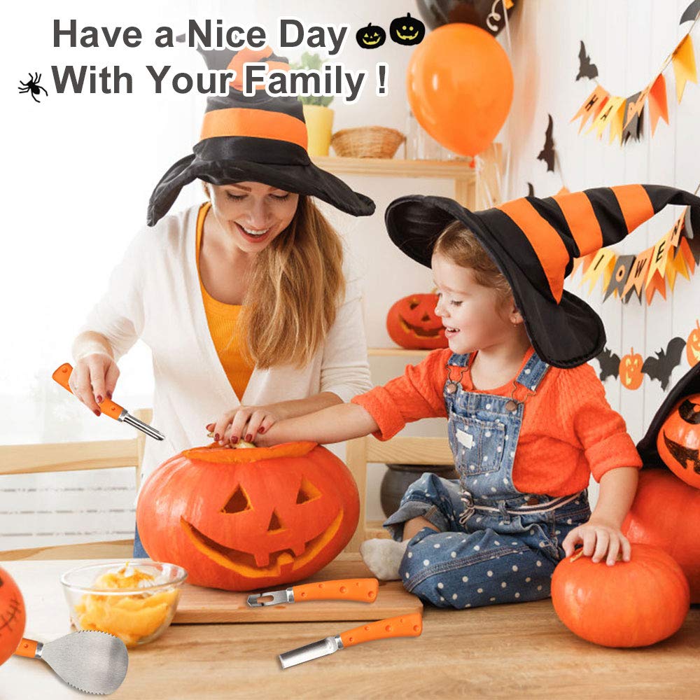 Pumpkin Carving Kit, Halloween Pumpkin Carver Tools, 9 PCS Stainless Steel Pumpkin Cutting Tools with Carrying Case for Kids, Halloween Decoration Jack-O-Lanterns