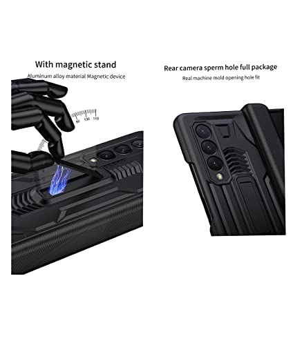 CeeEee Samsung Galaxy Z Fold 3 5g Case Screen Protector 360 Degree Full Body Protection Cover Built-in with 9H Tempered Glass and Kickstand with Hinge Protection, Black