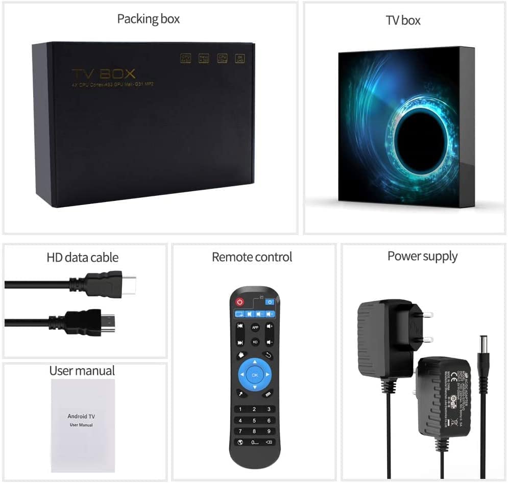 Android TV Box 10.0 4GB / 32GB, Support Dual WiFi 2.4GHz/5GHz Bluetooth 5.0 6K Ultra HD/ 3D/ H.265 Ethernet, Media Player with Bluetooth Remote Control