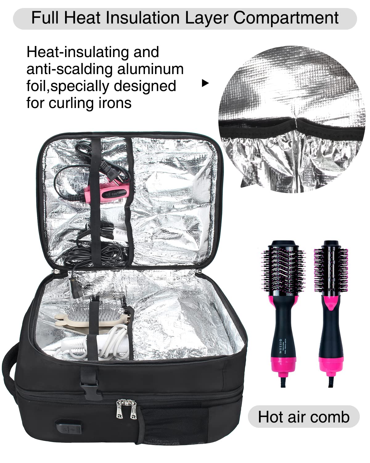 MONSTINA Barber Travel Backpack,16.5" Large Makeup Train Case for Hairdresser,Professiona Hairstylist Organizer Hairdressing Tool Box,Insulated Compartment,USB External Charging