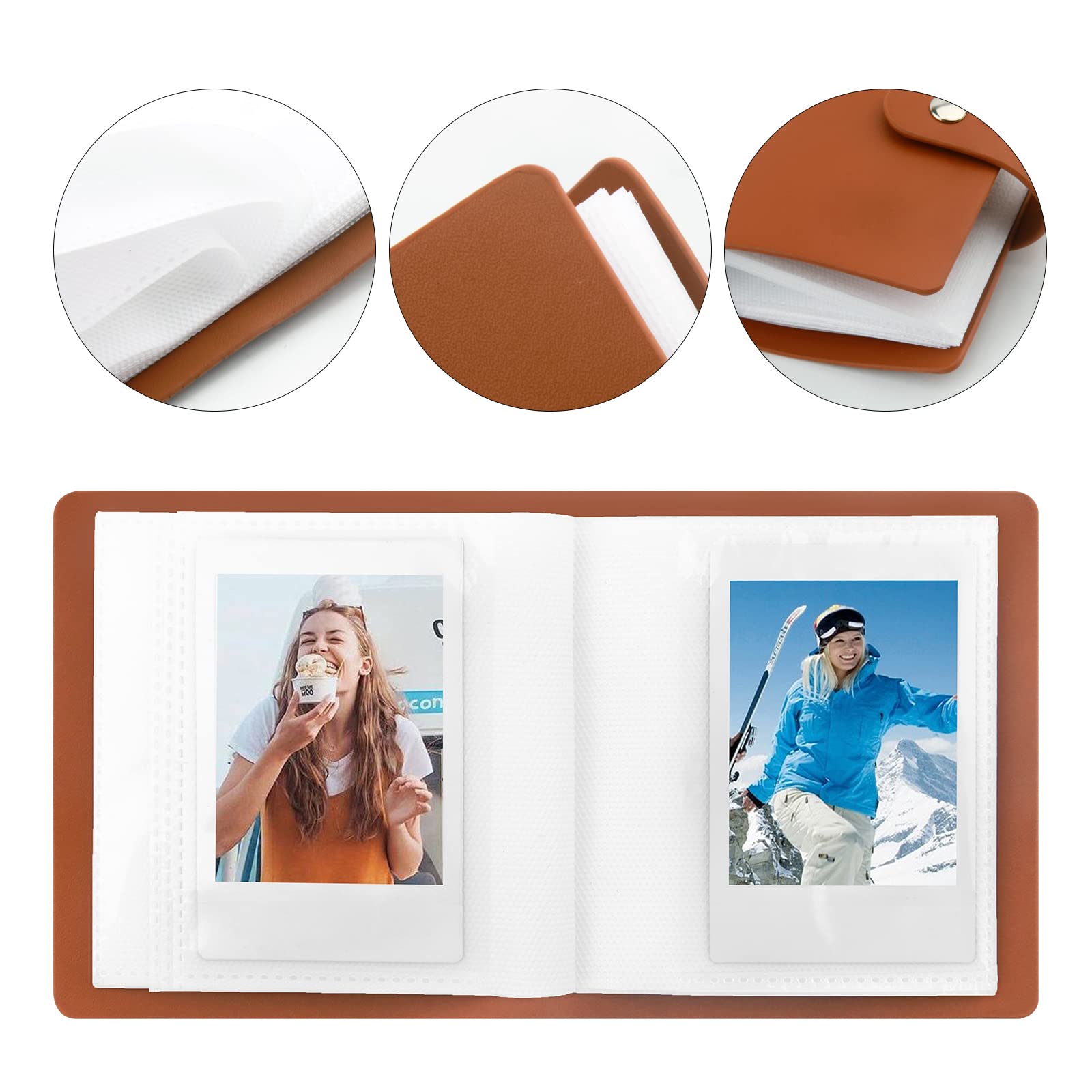 52 Pockets Mini Photo Album for Fujifilm Instax Mini Instant Film, Polaroid Snap, Z2300, SocialMatic Instant Cameras & Zip Instant Printer (Brown, 1Pack)