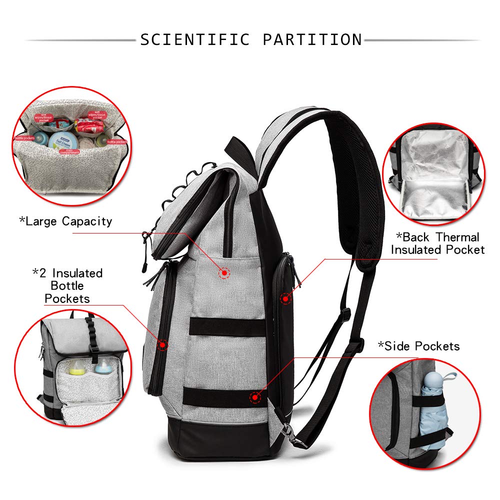 Diaper Bag Backpack Diaper Bag Baby Registry Search Dad Diaper Bag Gender Neutral Baby Stuff Large Diaper Bag (Gray)