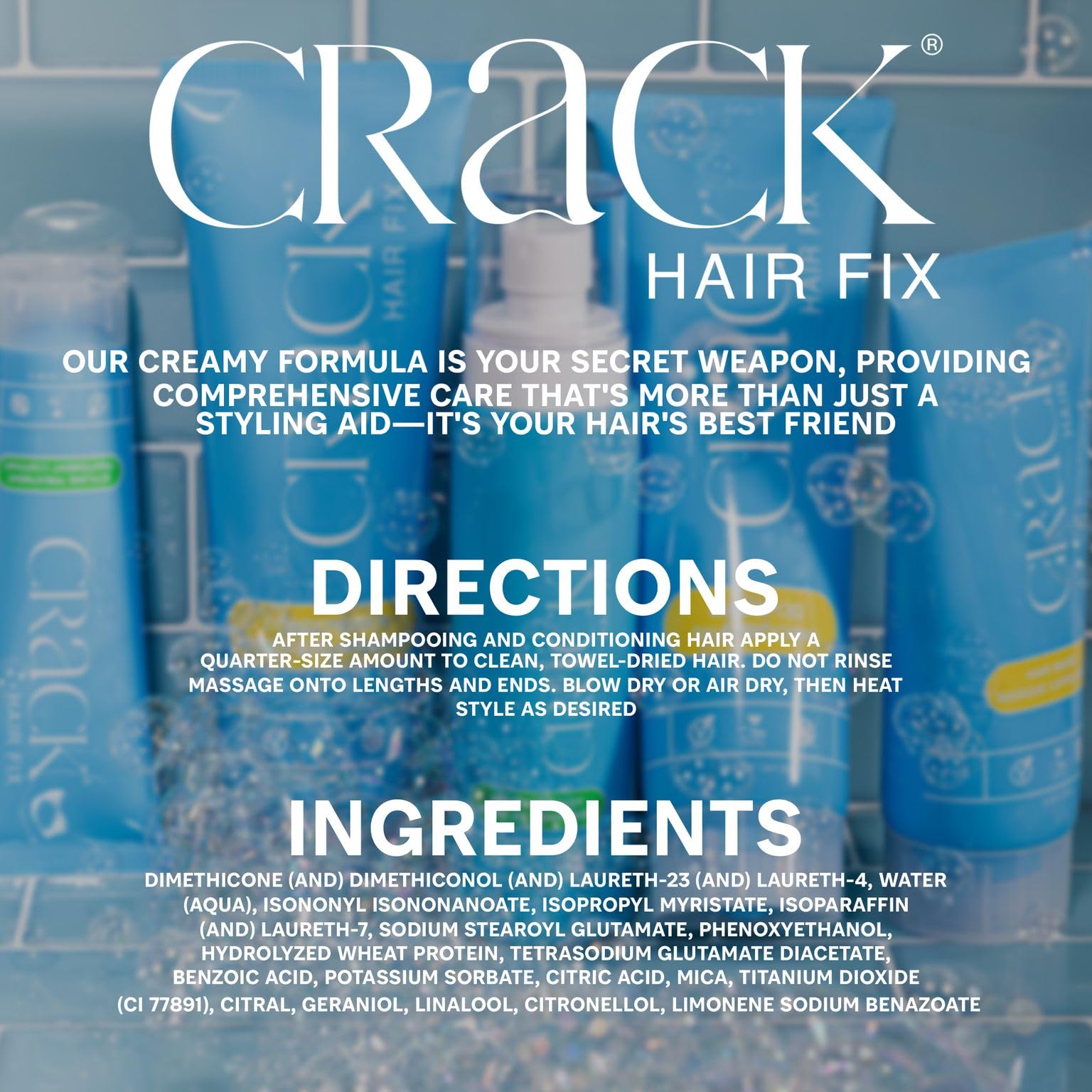 Crack HAIR FIX Styling Creme - Multi-Tasking, Anti-Frizz, Leave-In Styling Aid With Protection