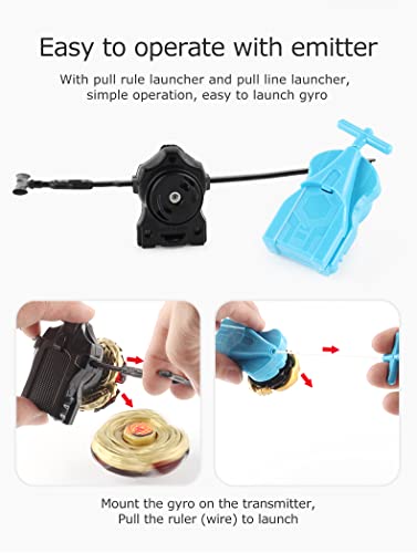Battling Tops Metal Fusion Starter Set with 4D Launcher Grip Burst Battle Set Packed in Storage Case