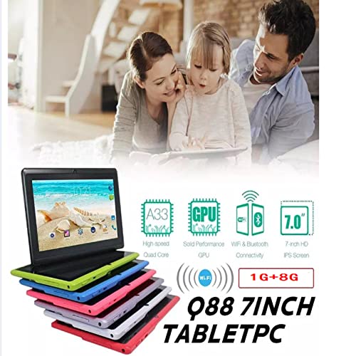 7" Android 4.4 Duad Core Tablet PC 1GB+8GB Dual Camera WiFi Bluetooth, Baby Toys for Boys Girls Adults (red)