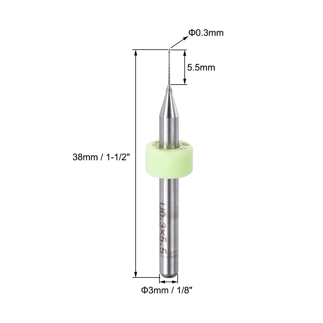 uxcell PCB Drill Bits 0.3mm Tungsten Carbide Rotary Tool Jewelry CNC Engraving Print Circuit Board Micro Drill Bits 1/8 Inch Shank 2 Set (20 Pcs)