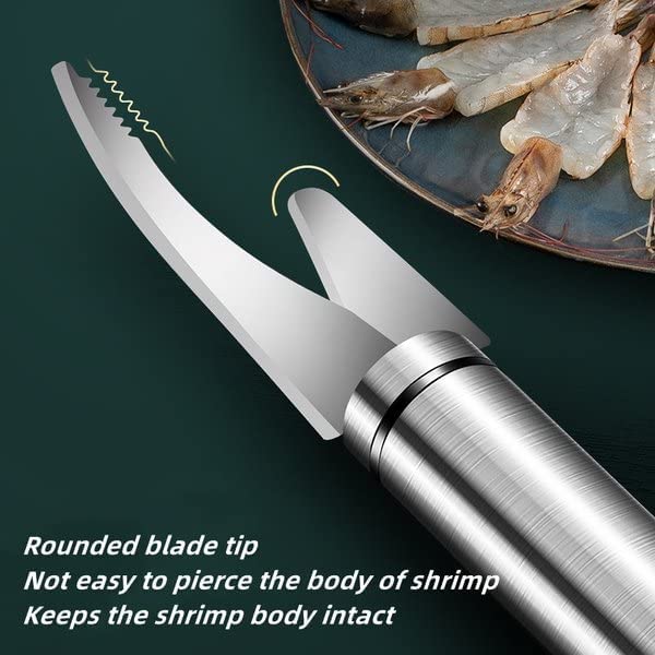 5 in 1 Multifunctional Shrimp Line Fish Maw Knife with Fishbone Forceps, 304 Stainless Steel Shrimp Peeler,Fish Scale Remover, Kitchen Fish and Shrimp/Duck Intestine Cleaner (2)