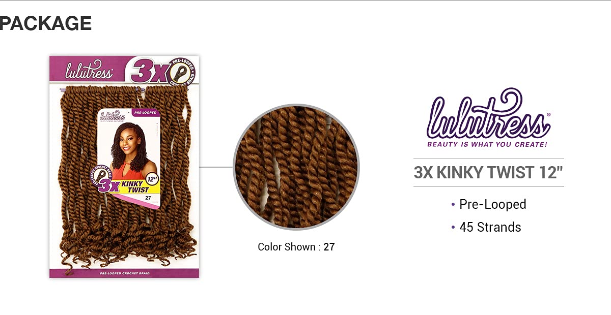 Sensationnel Lulutress Synthetic Crochet Braid - 3X KINKY TWIST 12" (SM1B/BG)