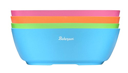 Bakerpan Silicone Toddler Square Feeding bowl, Set of 4 (Multi)