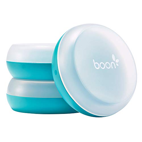 Boon NURSH Reusable Silicone Baby Bottles & NURSH Storage Buns (Pack of 3), Blue-White,3 Count (Pack of 1) & NURSH Reusable Silicone Replacement Pouch, 3 Months and up, 8 Ounce (Pack of 3)