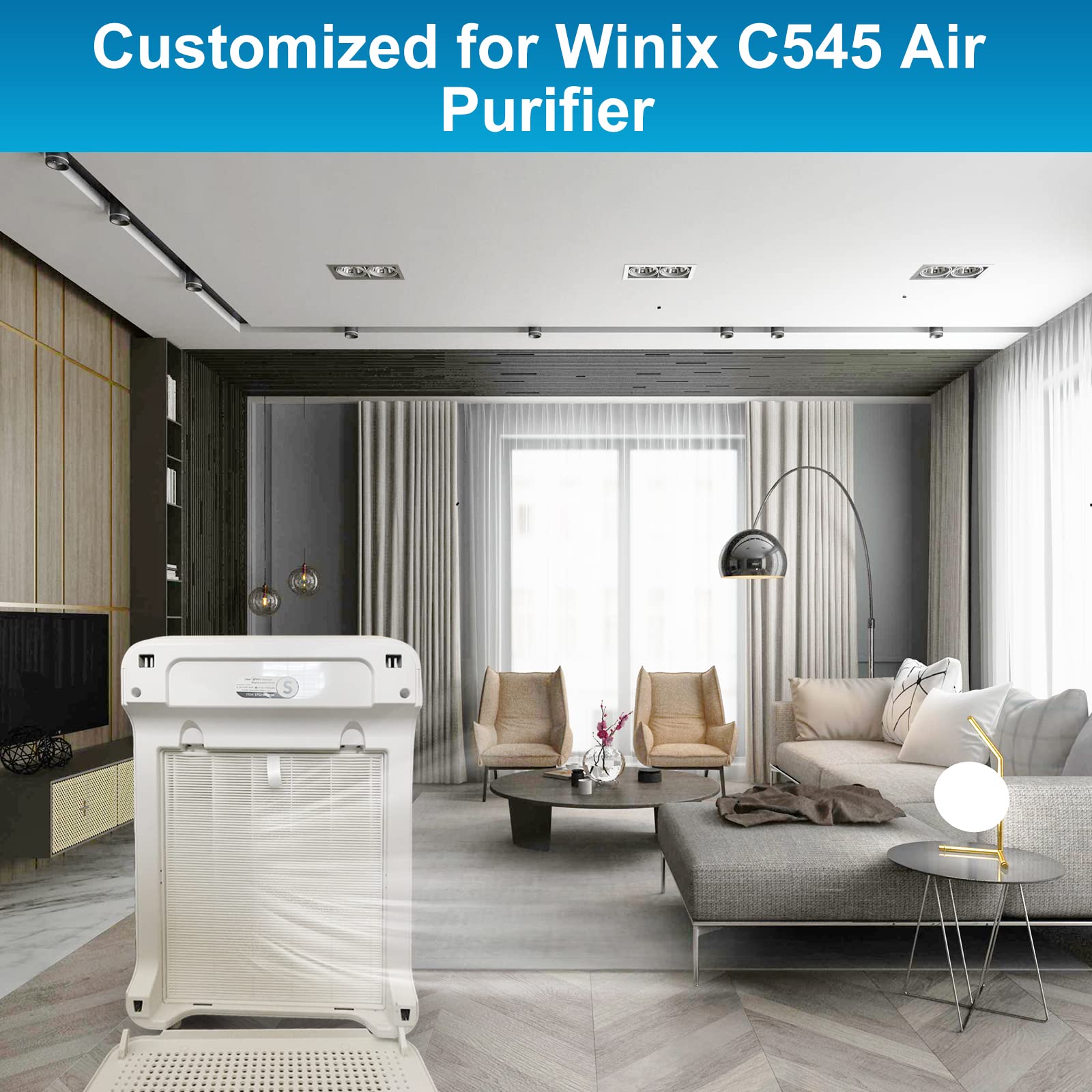 C545 HEPA Replacement Filters Compatible with Winix C545, P150, B151 Air Purifier, replace for Filter S, Air Filter Part# 1712-0096-00,2522-0058-00,2 H13 True HEPA + 8 Prefilter